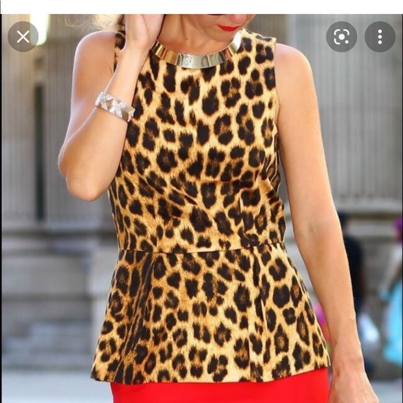 Zara | Tops | Zara Leopard Print Sleeveless Peplum Top | Poshmark